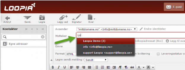 Forklaringer til webmailen - Loopia Support